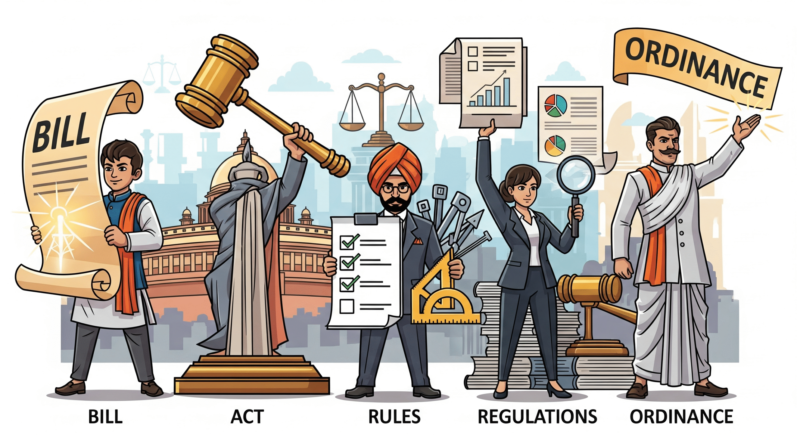 Difference Between Act, Bill, Rules, Regulations, Ordinance: A ...