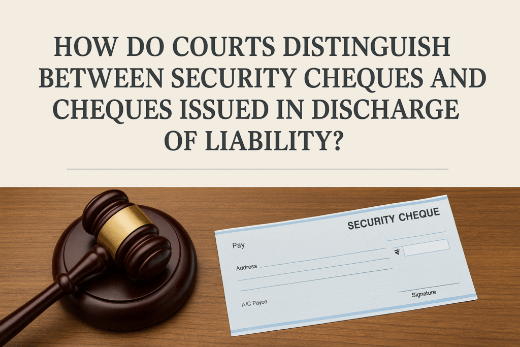 How Do Courts Distinguish Between Security Cheques and Cheques Issued ...