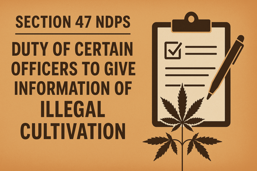Section 47 NDPS – Duty of Certain Officers to Give Information of ...