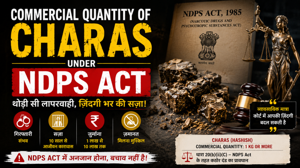 Commercial Quantity of Charas under NDPS Act: Bail, Punishment ...